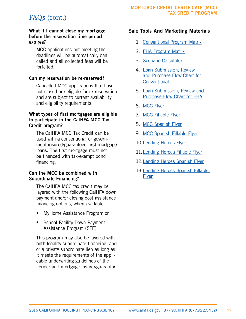 2016 California Mortgage Credit Certificate (Mcc) Tax Credit Program Handbook - Fill Out, Sign ...