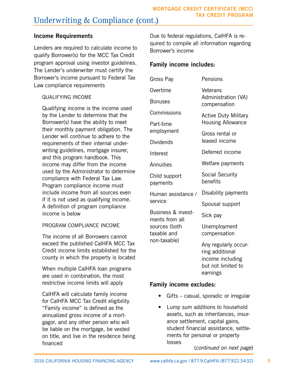 2016 California Mortgage Credit Certificate (Mcc) Tax Credit Program Handbook - Fill Out, Sign ...