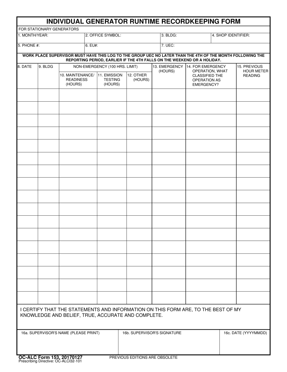 OC-ALC Form 153 - Fill Out, Sign Online and Download Fillable PDF ...
