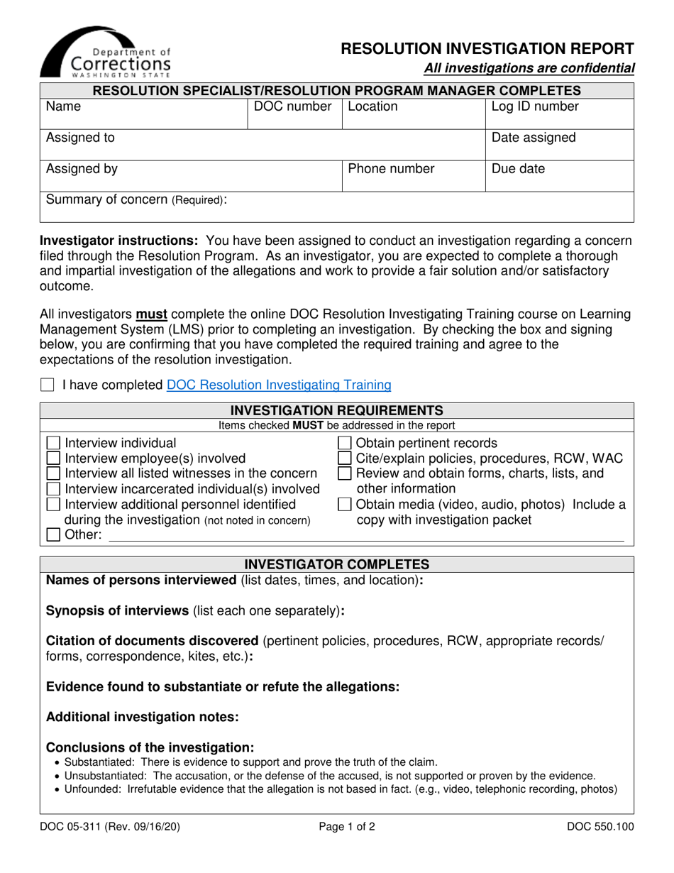Form DOC05-311 - Fill Out, Sign Online and Download Printable PDF ...