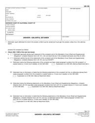 Form UD-105 Download Fillable PDF or Fill Online Answer - Unlawful ...