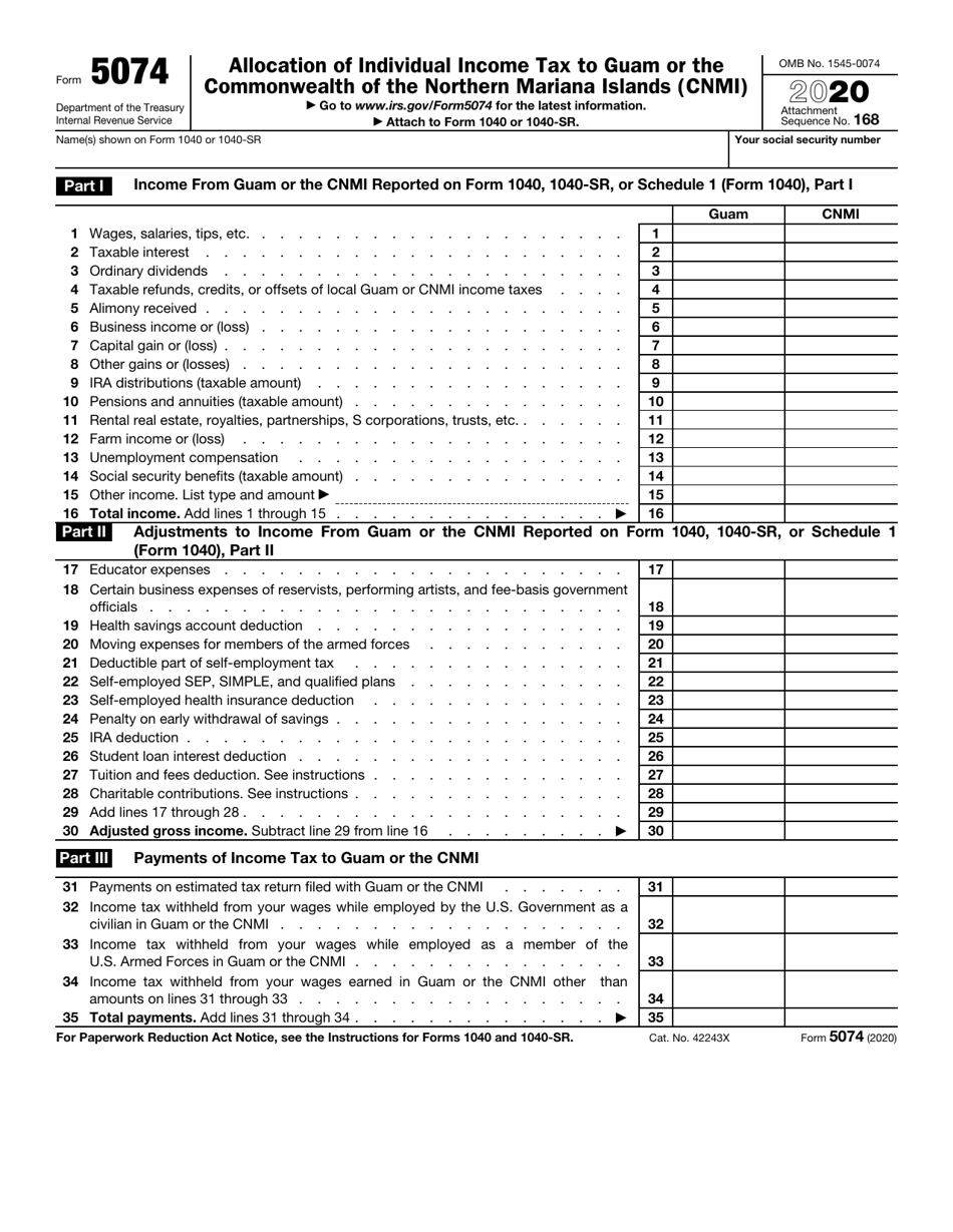 IRS Form 5074 Download Fillable PDF or Fill Online Allocation of ...