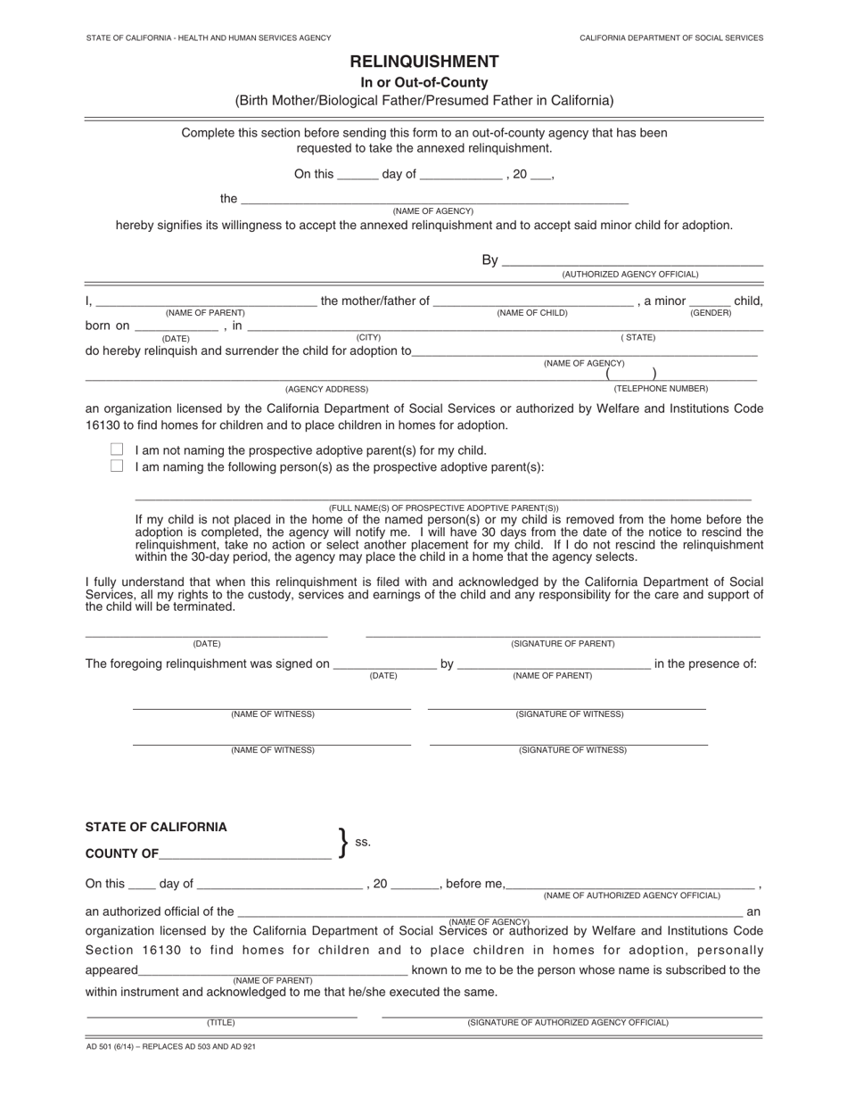 Form AD501 - Fill Out, Sign Online and Download Fillable PDF ...
