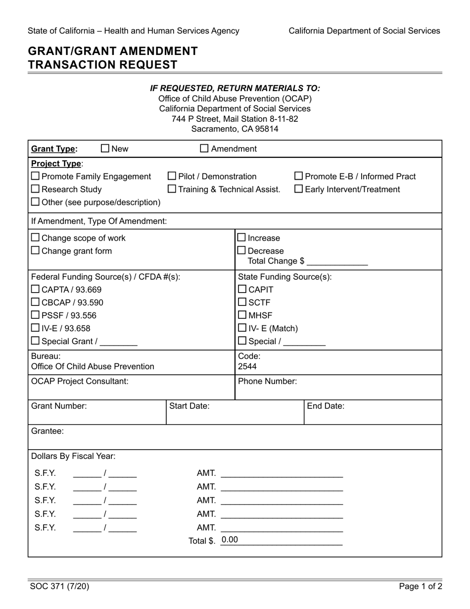 Form SOC371 - Fill Out, Sign Online and Download Fillable PDF ...