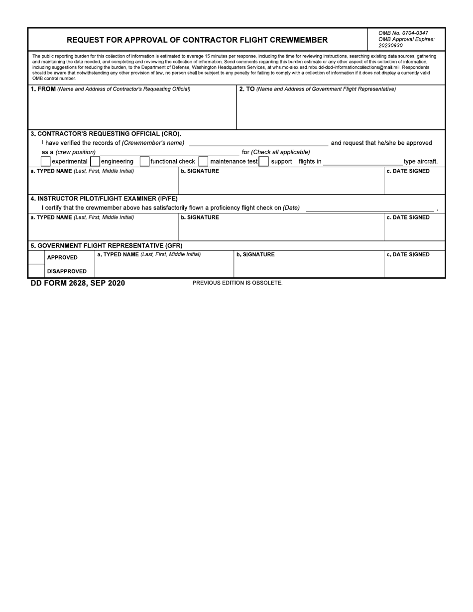 DD Form 2628 Download Fillable PDF or Fill Online Request for Approval ...