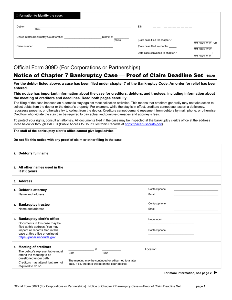 Official Form 309D - Fill Out, Sign Online and Download Printable PDF ...