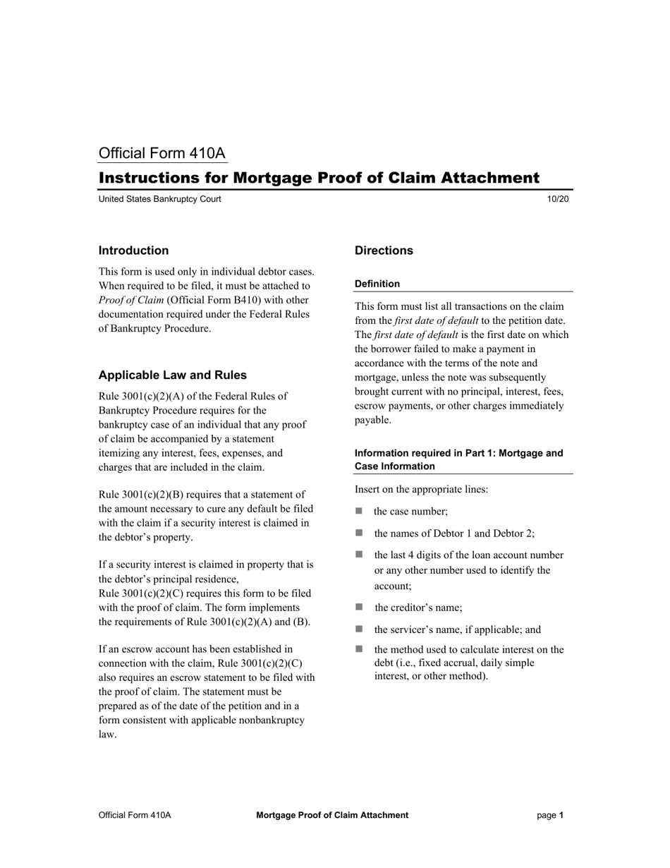 Download Instructions for Official Form 410A Mortgage Proof of Claim ... Download Instructions for Official Form 410A Mortgage Proof of Claim ...