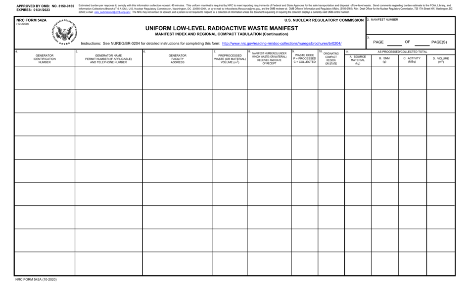 NRC Form 542A - Fill Out, Sign Online and Download Fillable PDF ...