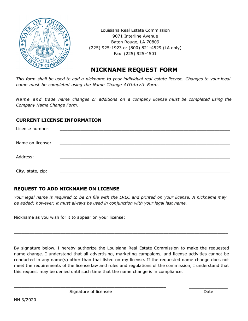 Form NN - Fill Out, Sign Online and Download Fillable PDF, Louisiana ...