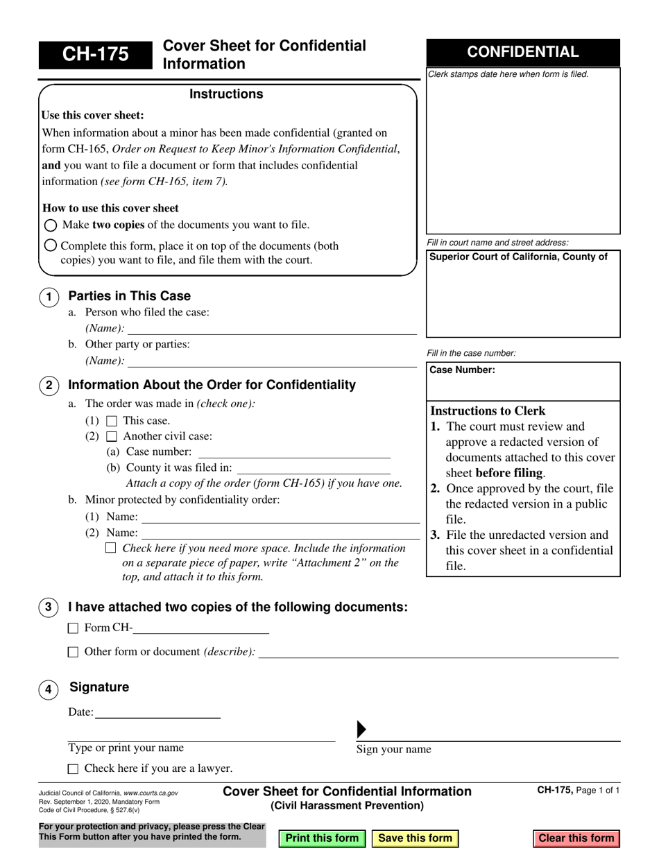 Form CH-175 - Fill Out, Sign Online and Download Fillable PDF ...
