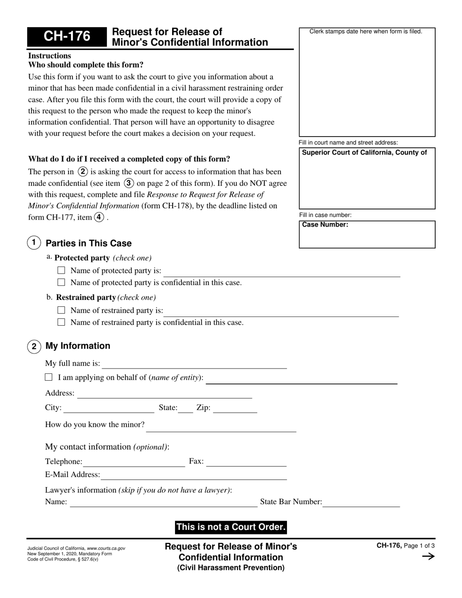 Form CH-176 - Fill Out, Sign Online and Download Fillable PDF ...