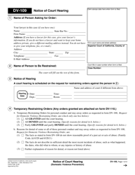 Form DV-109 Download Fillable PDF or Fill Online Notice of Court ...