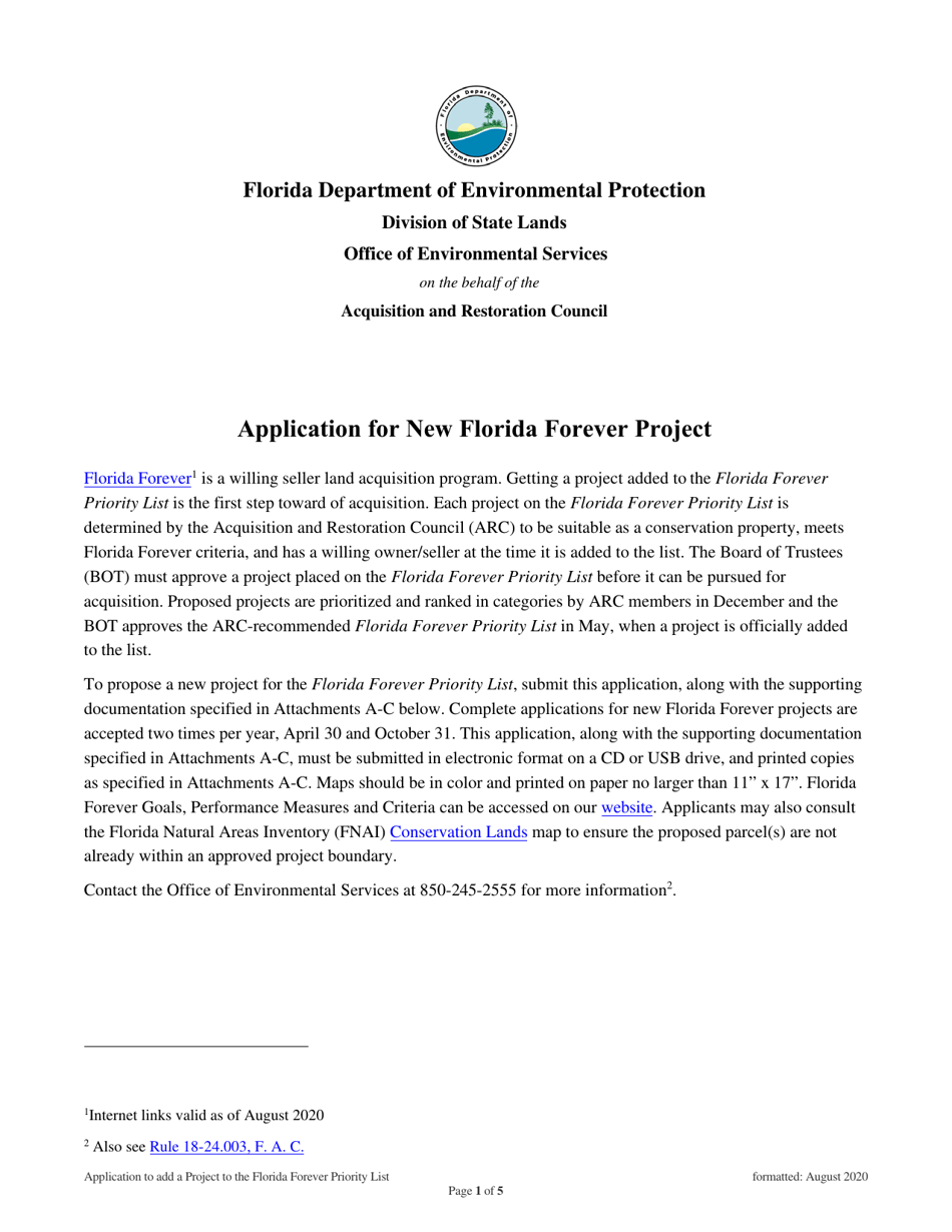 Florida Application for New Florida Forever Project - Fill Out, Sign ...