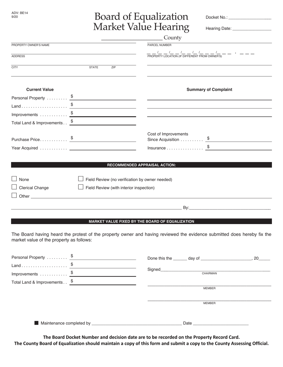 Form ADV: BE14 Download Printable PDF or Fill Online Board of ...