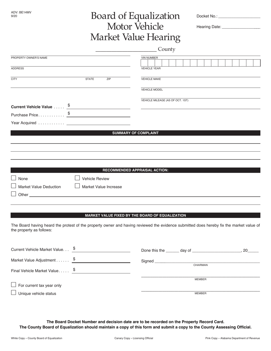 Form ADV: BE14MV Download Printable PDF or Fill Online Board of ...