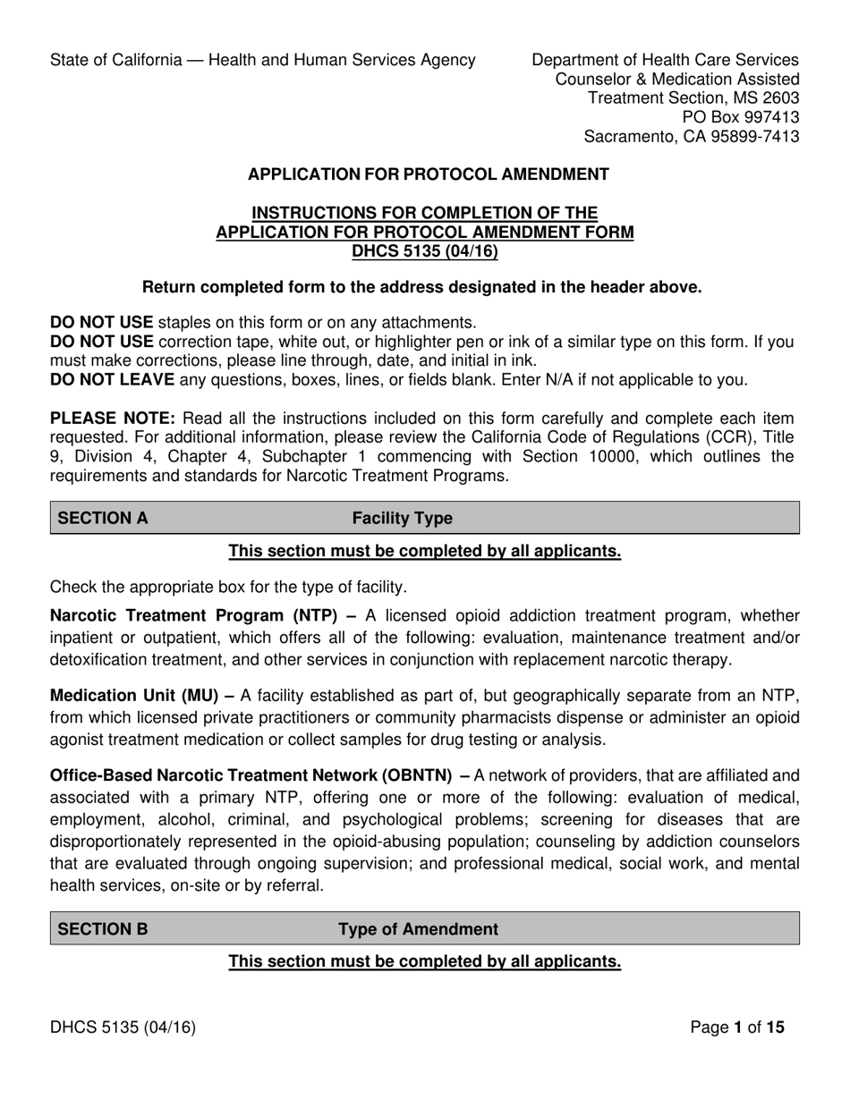 Form DHCS5135 - Fill Out, Sign Online and Download Fillable PDF ...