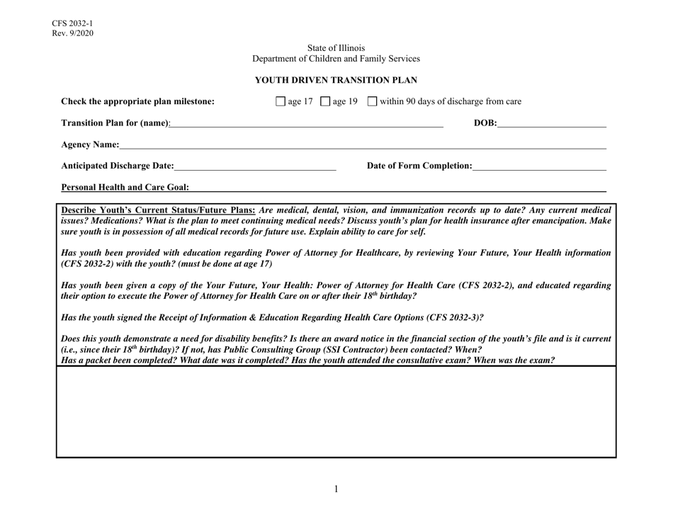 Form CFS2032-1 Download Fillable PDF or Fill Online Youth Driven ...