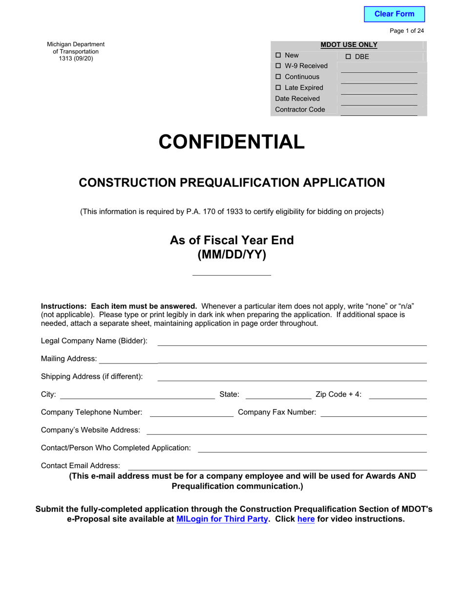 Form 1313 Download Fillable PDF or Fill Online Construction ...
