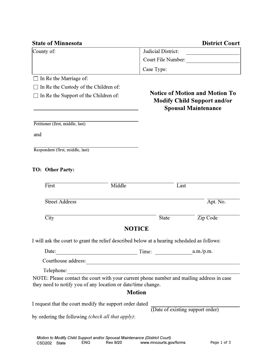 Form CSD202 Download Fillable PDF or Fill Online Notice of Motion and ...