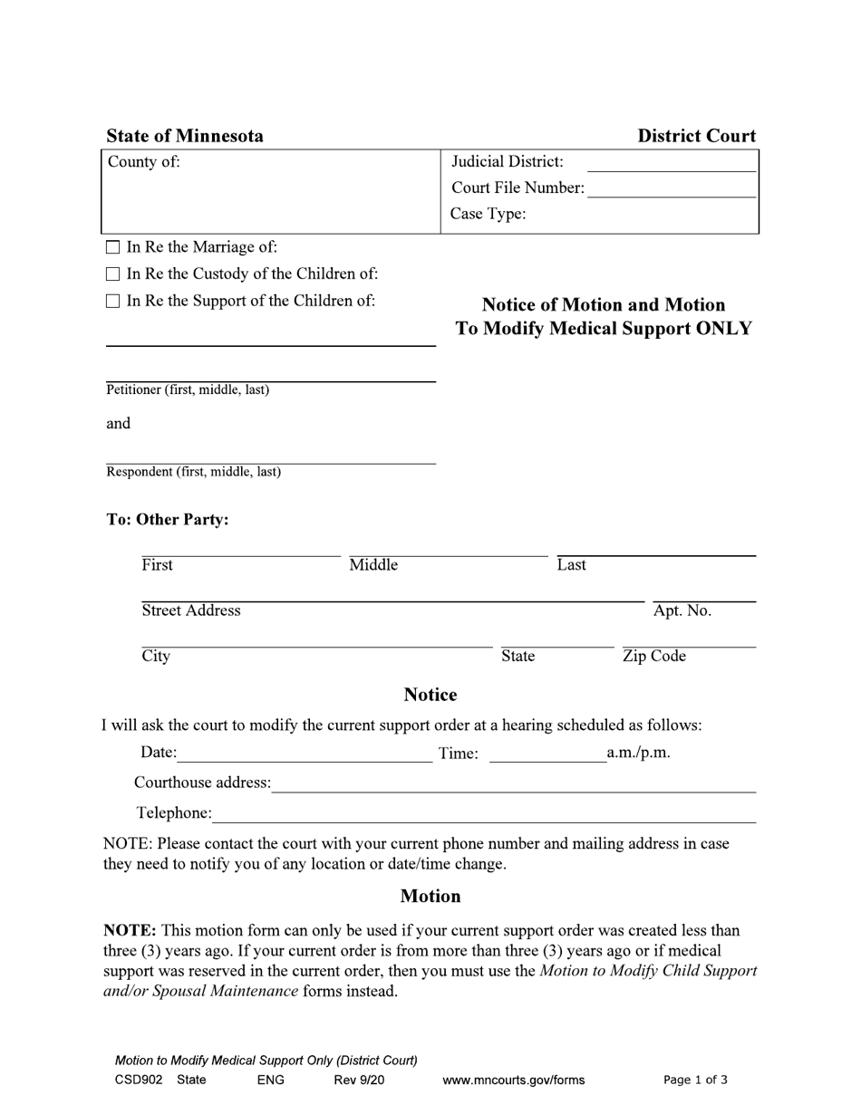 Form CSD902 Download Printable PDF or Fill Online Notice of Motion and ...