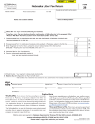 Form 28 Download Fillable PDF or Fill Online Nebraska Litter Fee Return ...