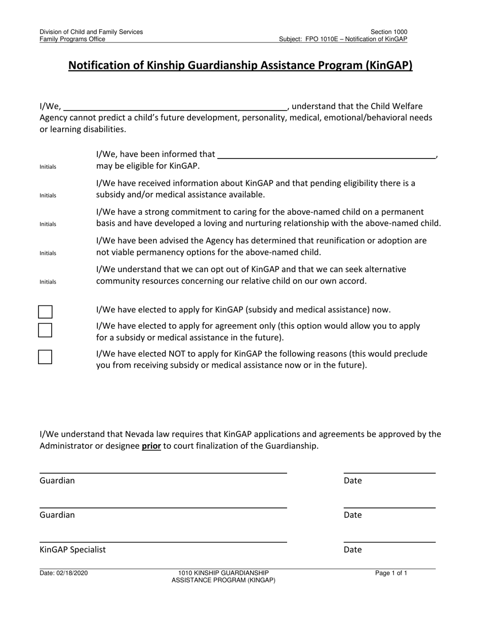 Nebraska Notification of Kinship Guardianship Assistance Program ...