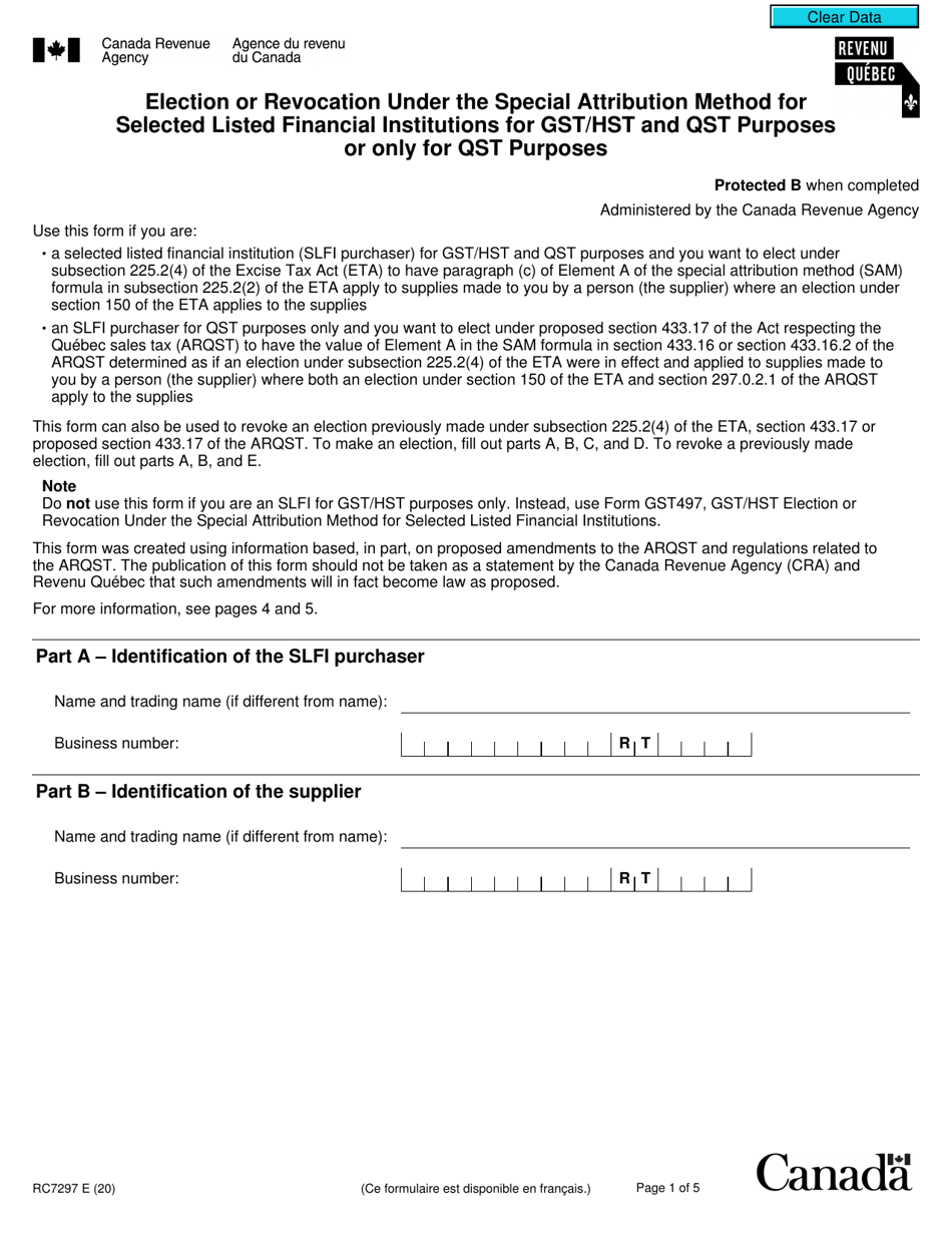 Form RC7297 Download Fillable PDF or Fill Online Election or Revocation ...