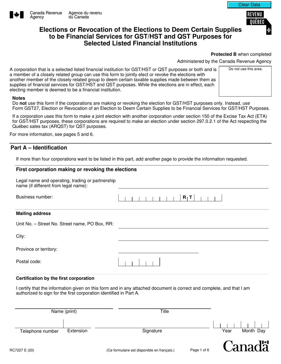 Form RC7227 Download Fillable PDF or Fill Online Elections or ...
