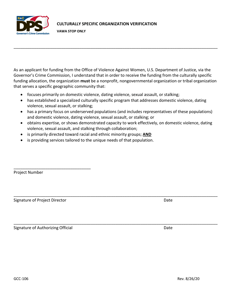 Form GCC-106 - Fill Out, Sign Online and Download Fillable PDF, North ...
