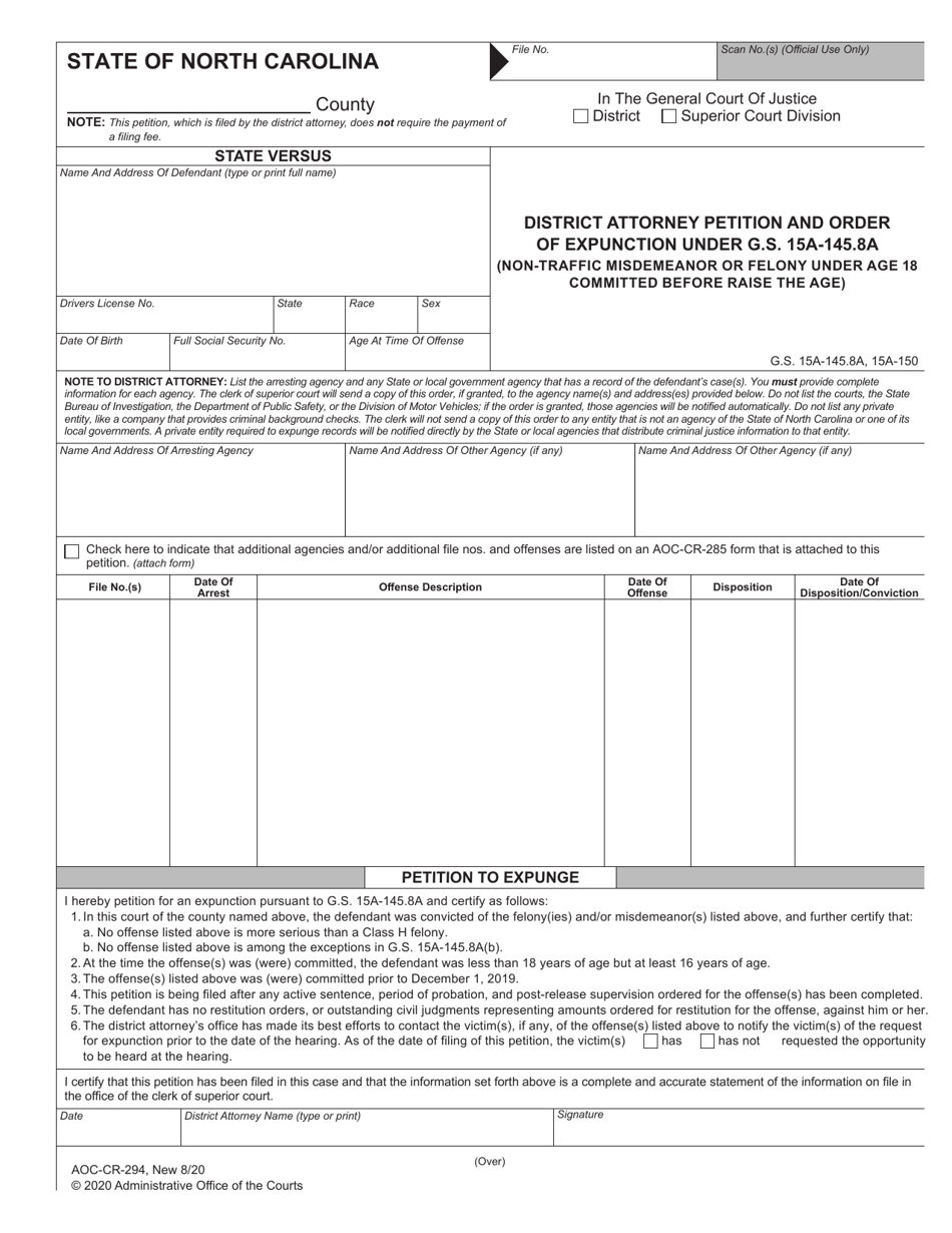 Form AOC-CR-294 - Fill Out, Sign Online and Download Fillable PDF ...