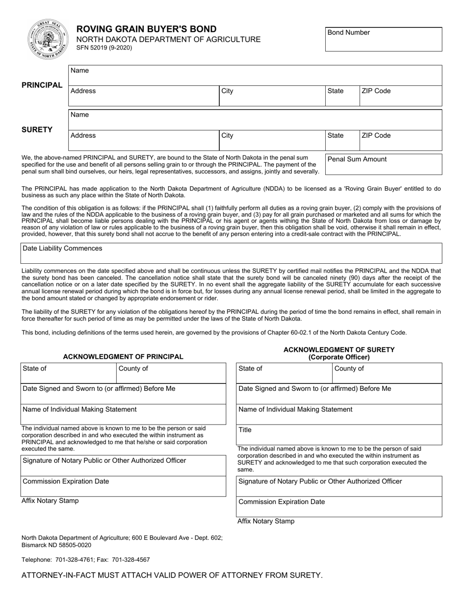 Form SFN52019 - Fill Out, Sign Online and Download Fillable PDF, North ...