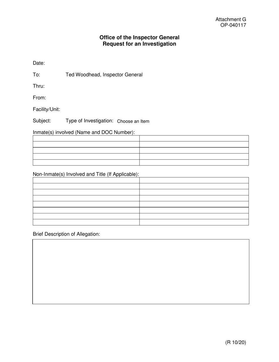 Form OP-040117 Attachment G Download Fillable PDF or Fill Online ...