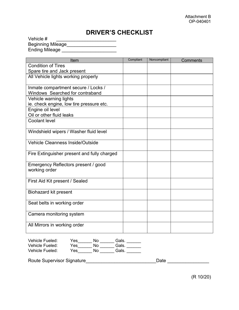 Form OP-040401 Attachment B Download Printable PDF or Fill Online ...