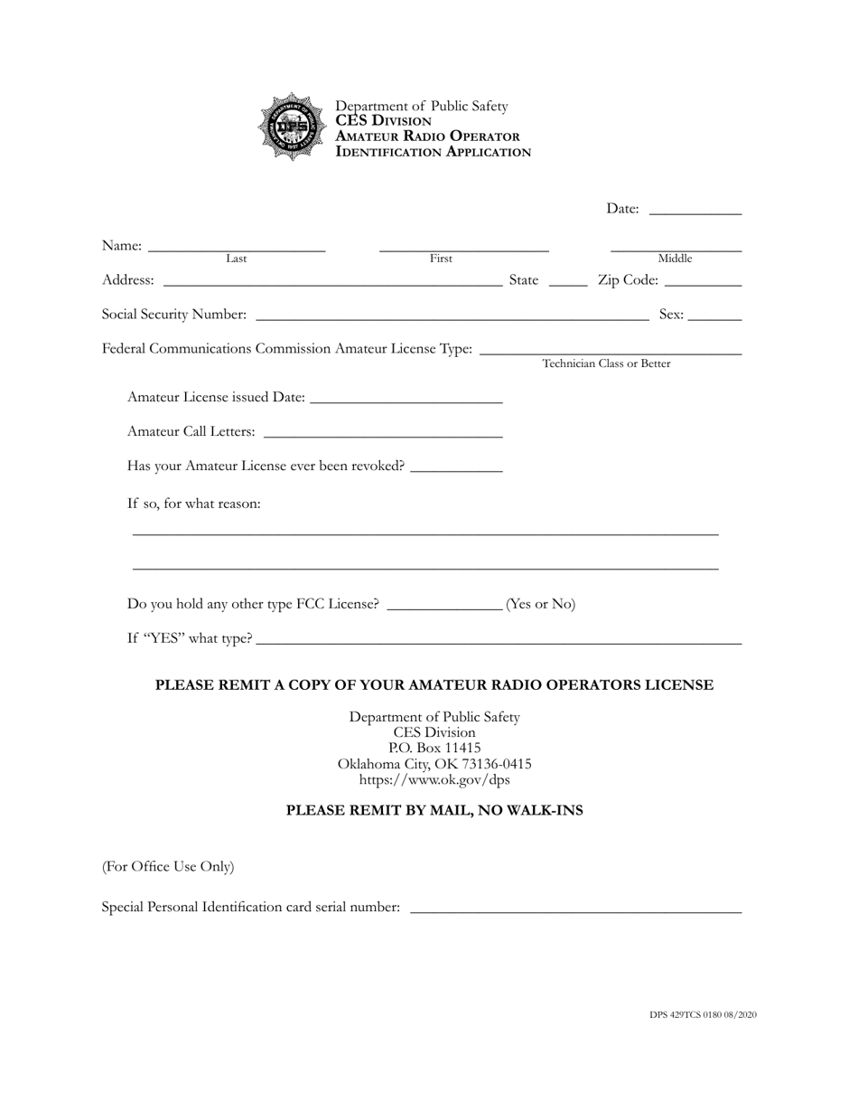 Form DPS429TCS 0180 - Fill Out, Sign Online and Download Printable PDF ...