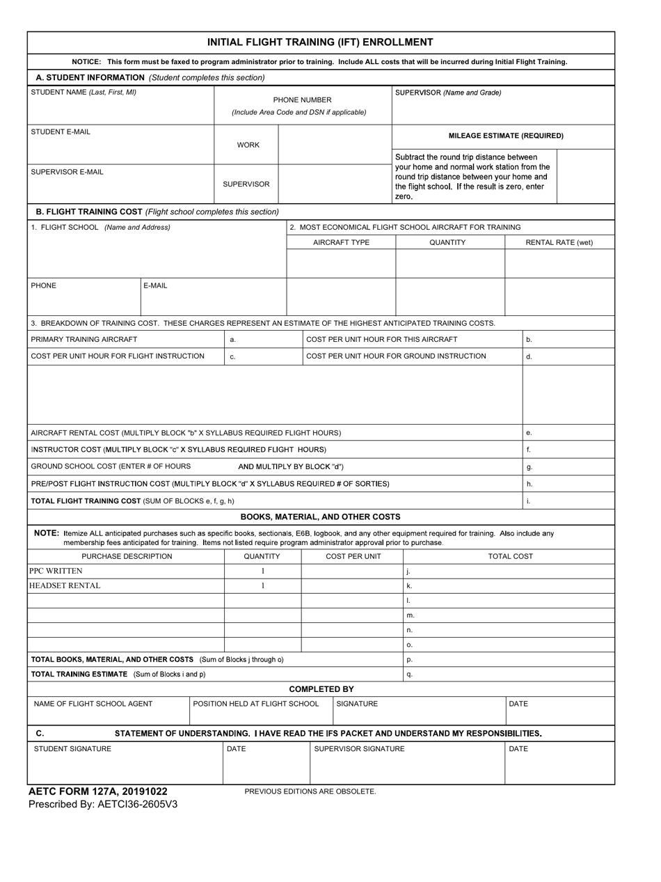 AETC Form 127A - Fill Out, Sign Online and Download Fillable PDF ...