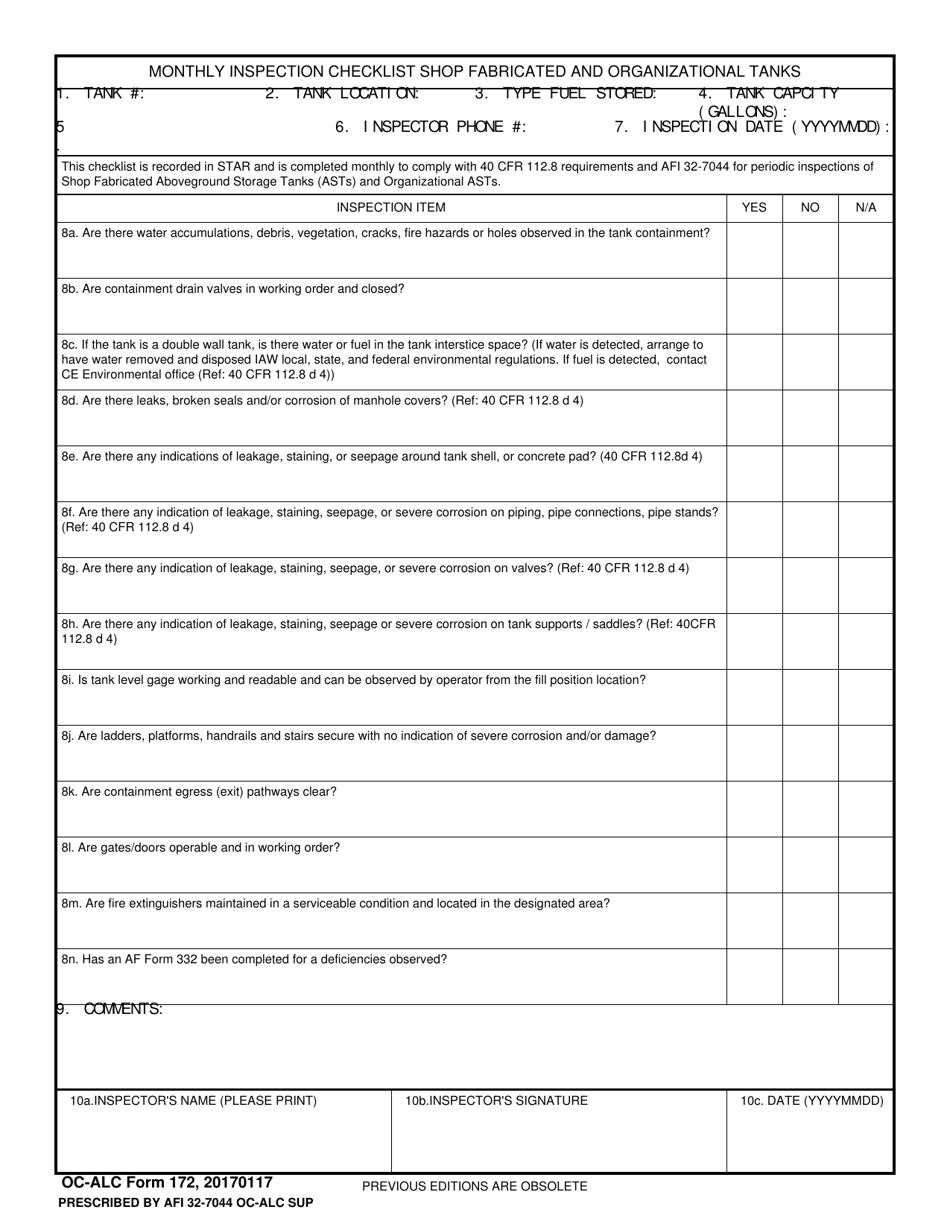 OC-ALC Form 172 - Fill Out, Sign Online and Download Fillable PDF ...
