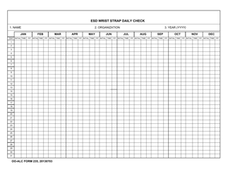 OO-ALC Form 235 Download Fillable PDF or Fill Online Esd Wrist Strap Daily Check | Templateroller