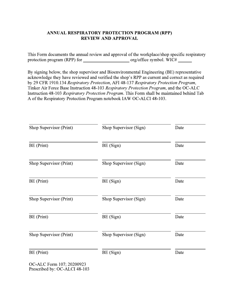 OC-ALC Form 107 - Fill Out, Sign Online and Download Fillable PDF ...