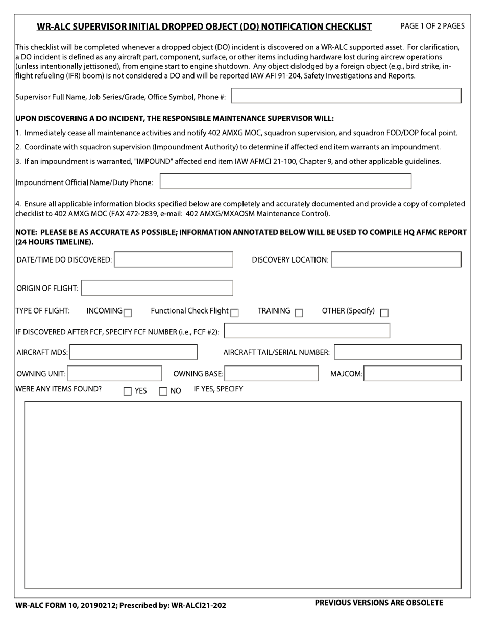 WR-ALC Form 10 - Fill Out, Sign Online and Download Fillable PDF ...