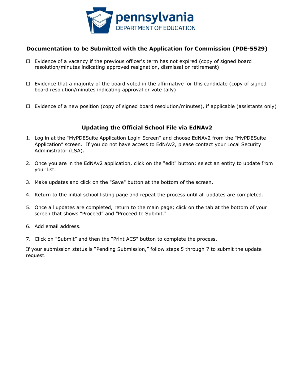 Form PDE-5529 Download Fillable PDF or Fill Online Application for ...