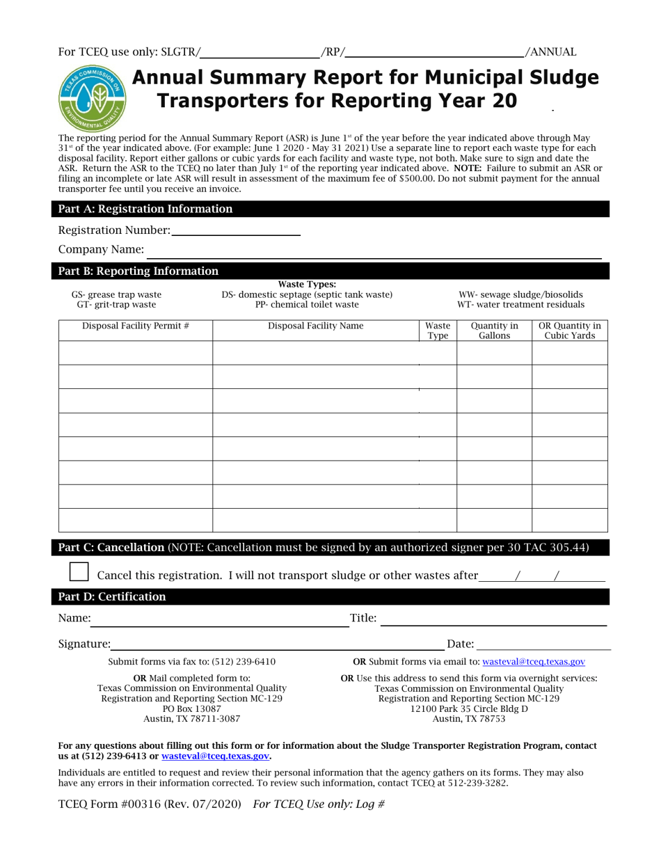 Form TCEQ-00316 - Fill Out, Sign Online and Download Fillable PDF ...