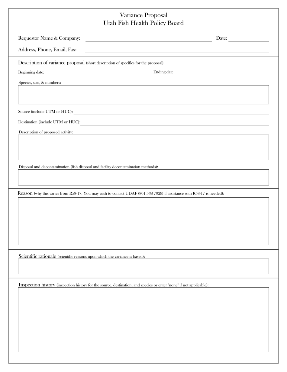 Utah Variance Proposal - Fill Out, Sign Online and Download PDF ...