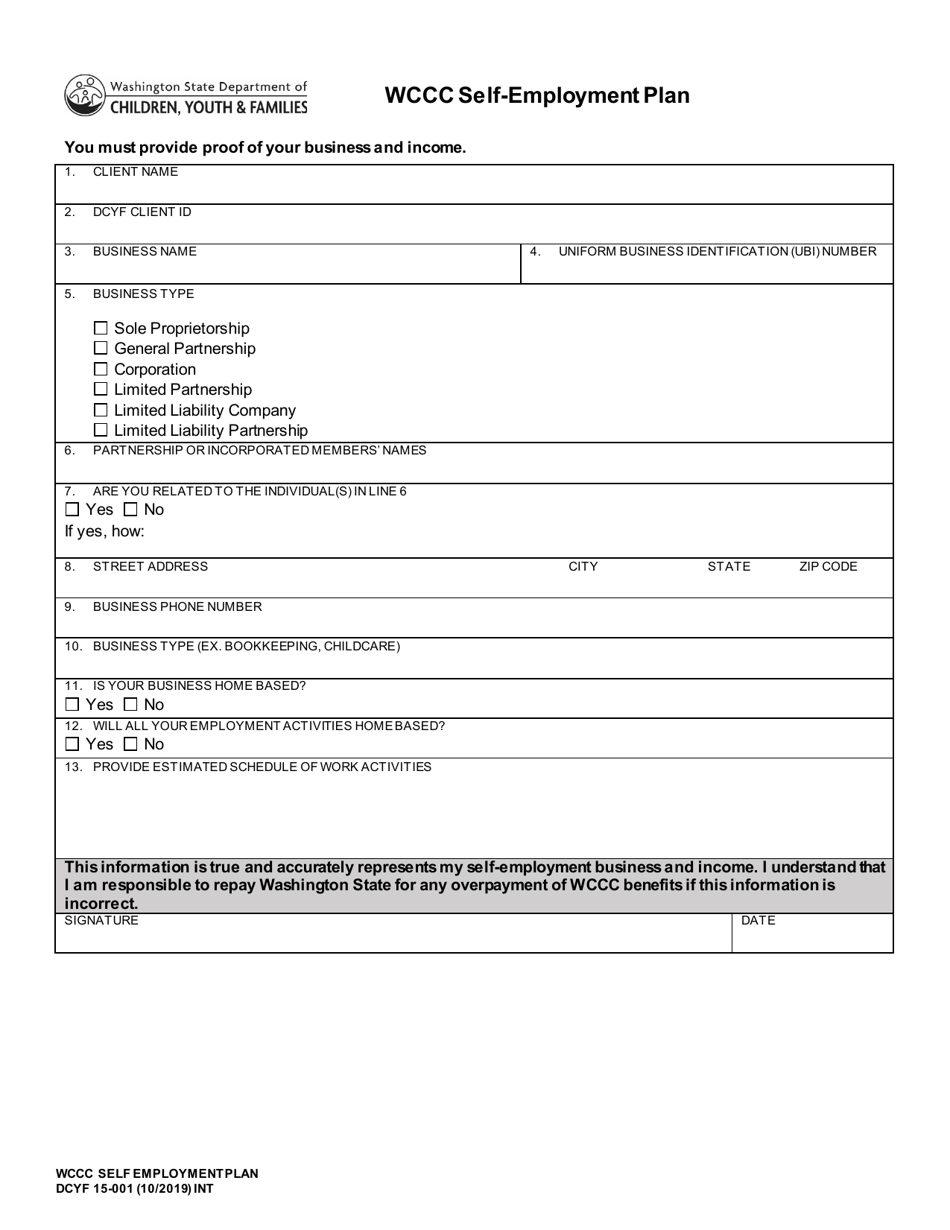 DCYF Form 15-001 - Fill Out, Sign Online and Download Fillable PDF ...