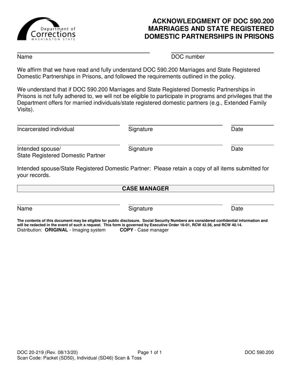 Form DOC20-219 - Fill Out, Sign Online and Download Printable PDF ...