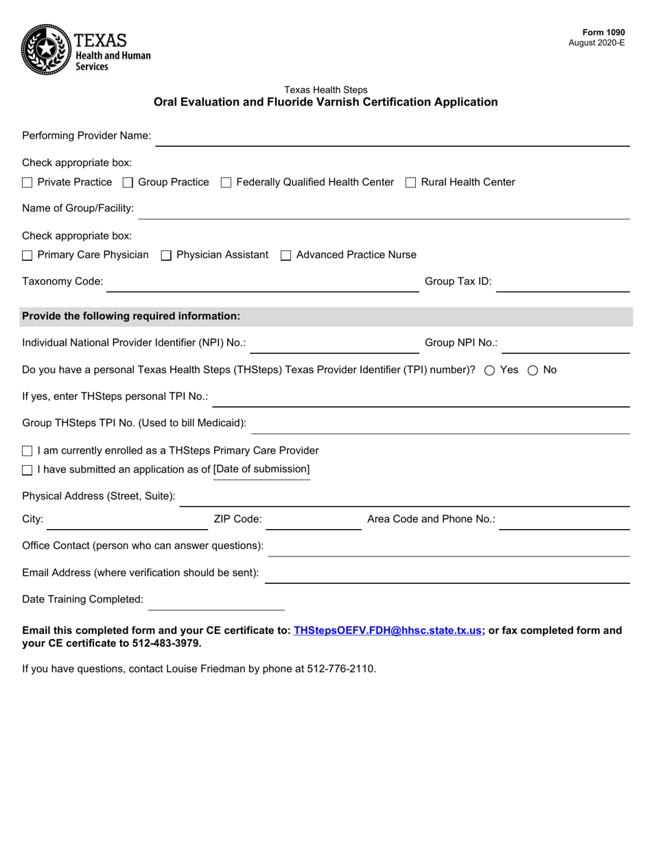 Form 1090 - Fill Out, Sign Online and Download Fillable PDF, Texas ...