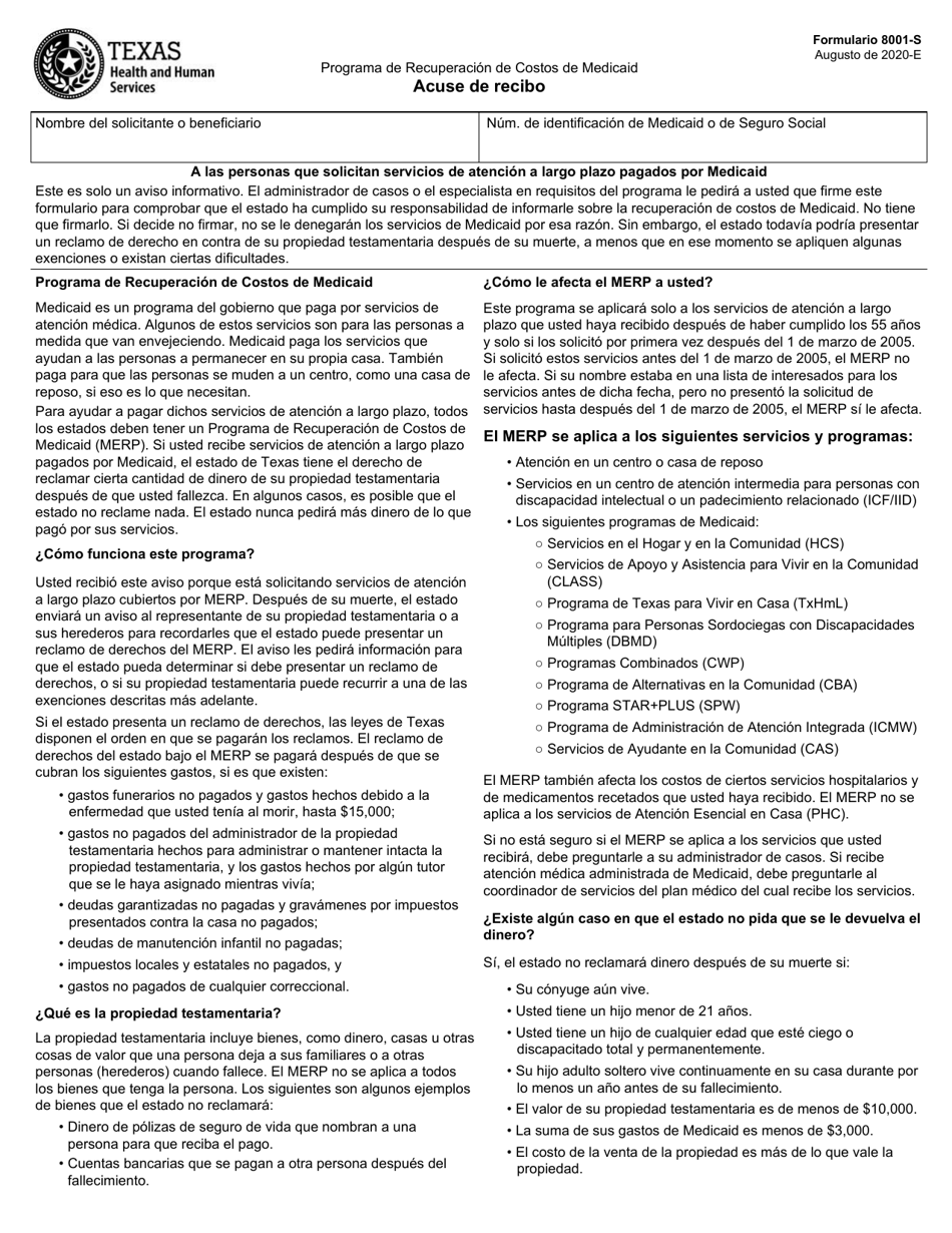 Formulario 8001-S - Fill Out, Sign Online and Download Fillable PDF ...