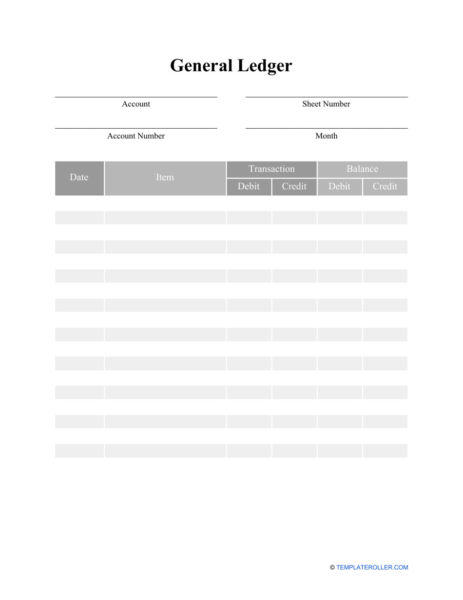 General Ledger Template Download Printable PDF | Templateroller