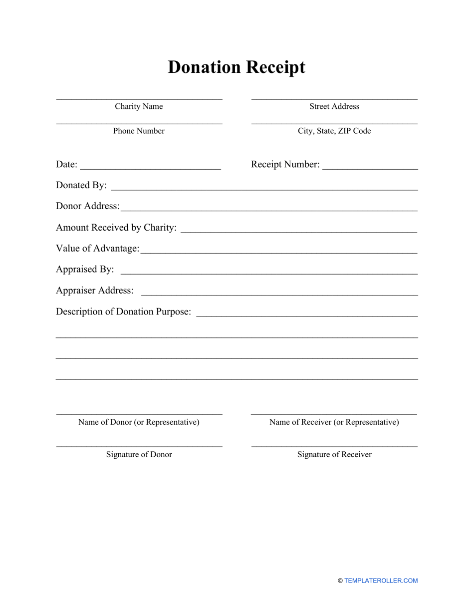 Donation Receipt Template Download Printable PDF Templateroller
