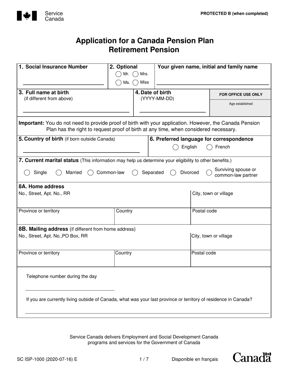 Form ISP 1000 Fill Out Sign Online And Download Fillable PDF Canada Form ISP 1000 Fill Out Sign Online And Download Fillable PDF Canada