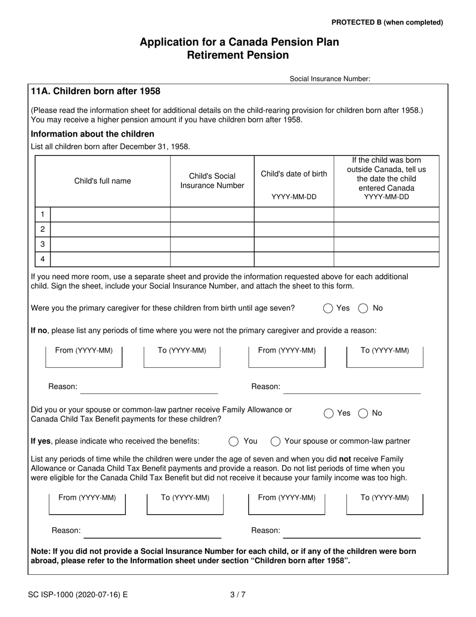 Form Isp 1000 Fill Out Sign Online And Download Fillable Pdf Canada
